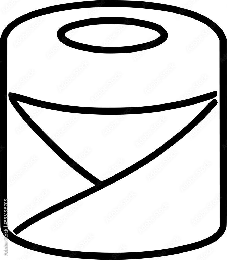 black individual toilet tissue roll with holder line icon, simple flat ...