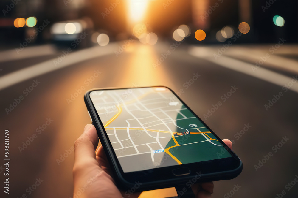 Map GPS navigation, Smartphone map application and location pin place ...