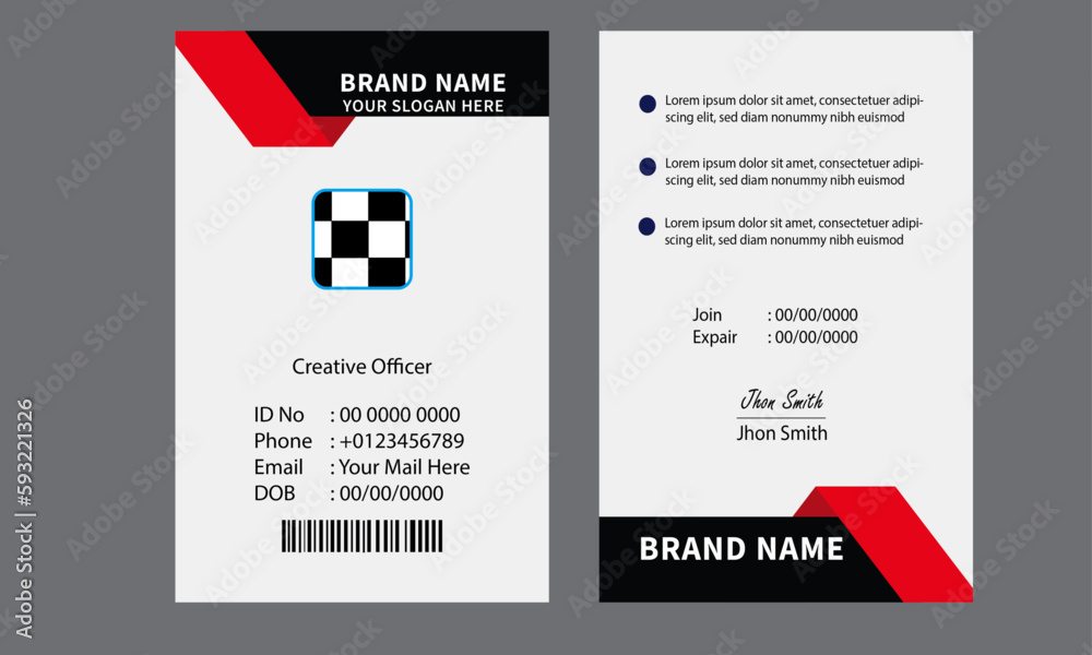 Modern and uniue ID card Design for any office ,scool or workplace ...