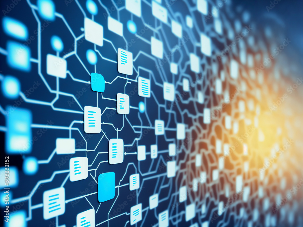 Abstract technology background with data structure mind map organigram ...