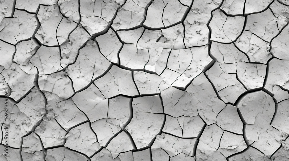 top view cracked soil ground Earth texture on white background, desert ...