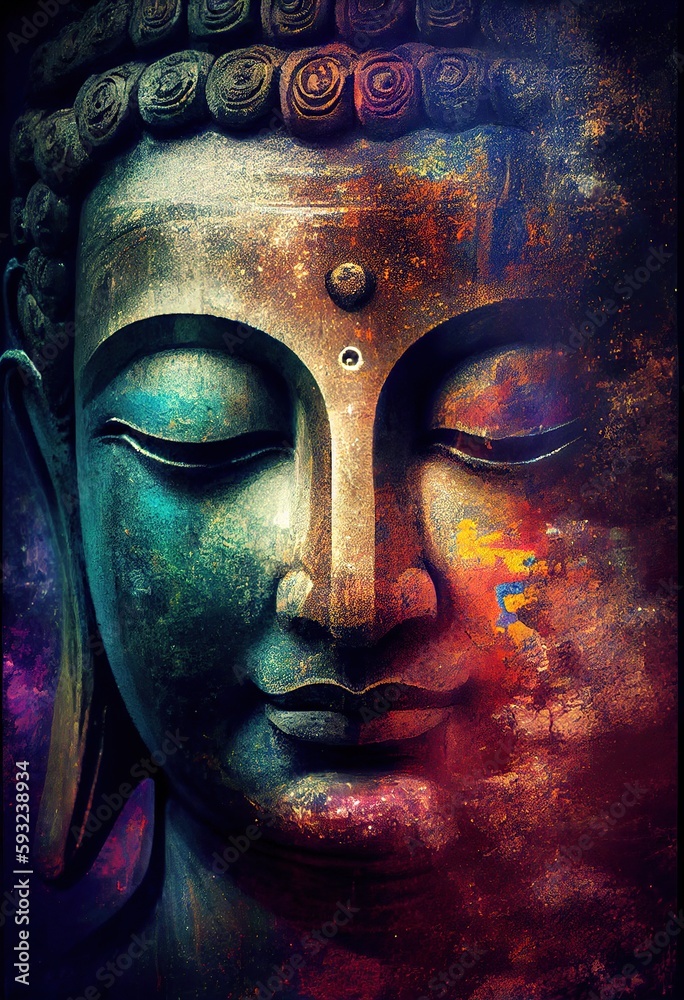 Generative AI illustration of buddha, aura of energy, surreal fantasy ...