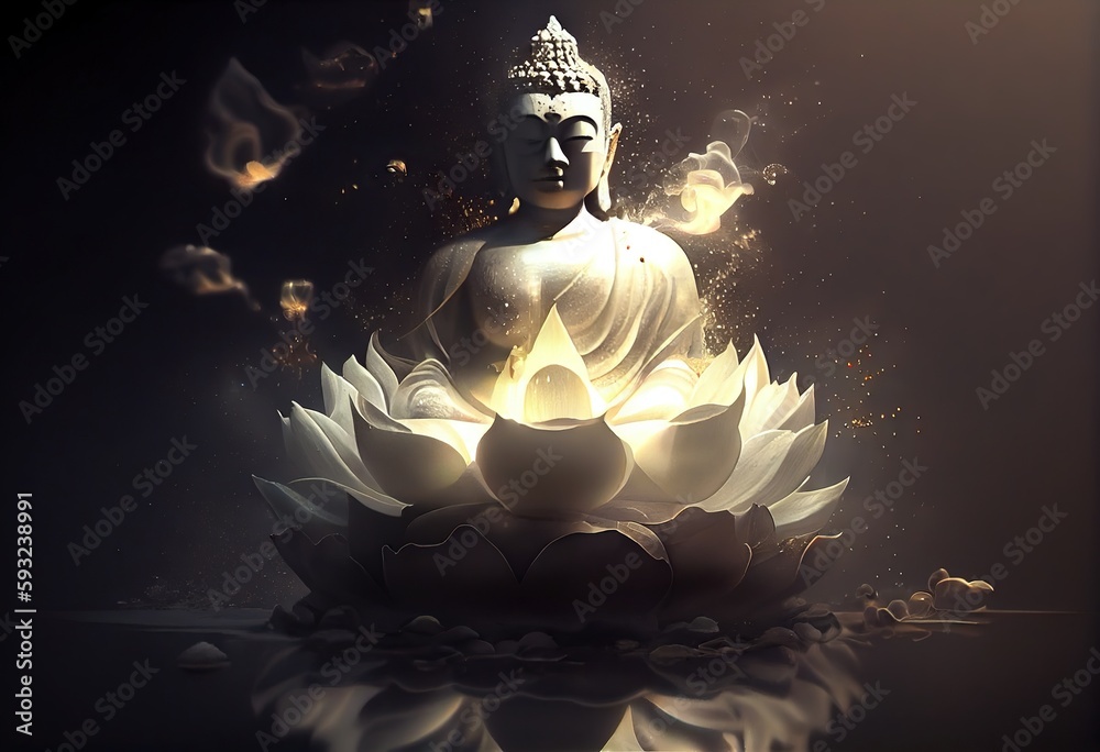 Generative AI illustration of buddha, aura of energy, surreal fantasy ...