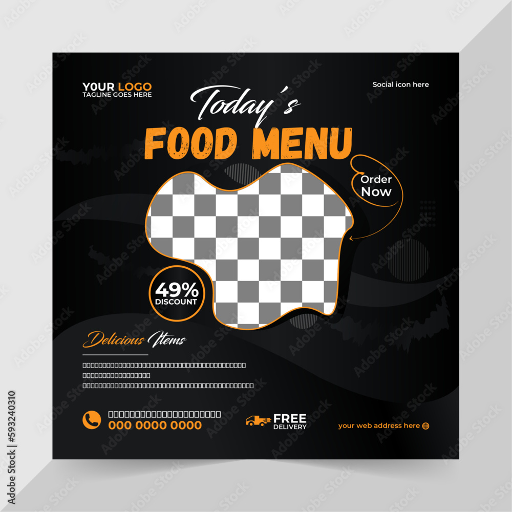Editable food menu restaurant business marketing social media post and ...