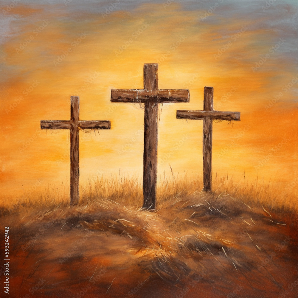 Jesus Christ On The Cross Oil Painting Stock Illustration | Adobe Stock