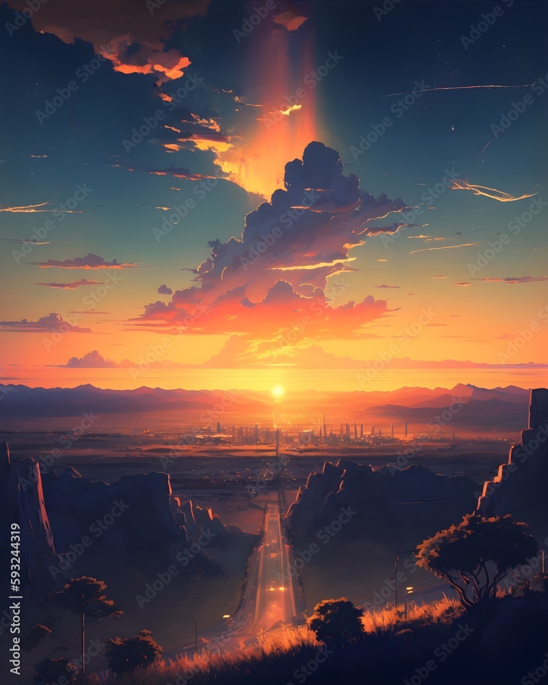beautiful wasteland sunset view from above 4k high quality borderlands ...
