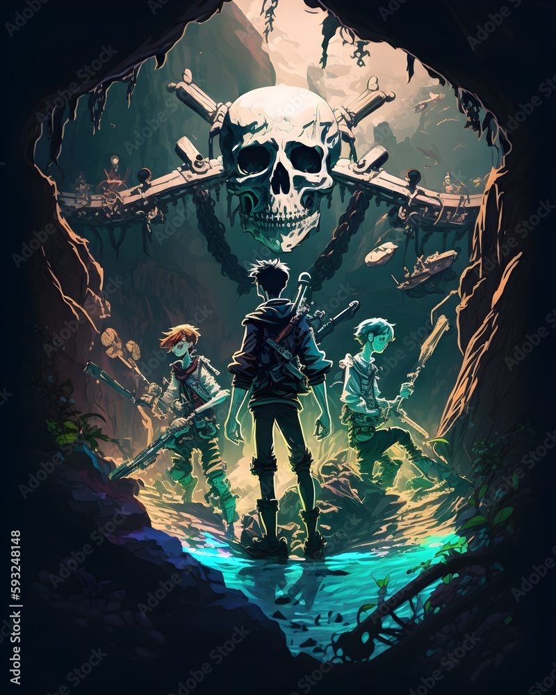 undead skeleton pirate crew and captain view from above 4k high quality ...