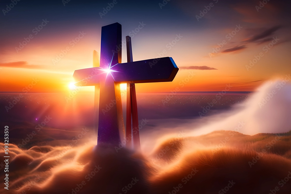 Cross of jesus christ break barrier wire on calvar Stock Illustration ...