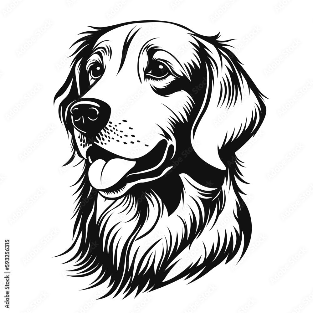 Golden Retriever. Happy Golden Retriever with tongue out, Dog Face ...