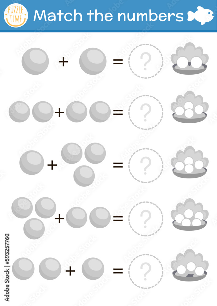How many pearls game. Under the sea math addition activity for ...