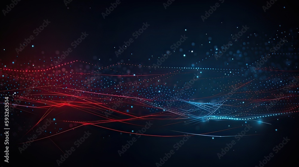 Technology horizontal motion style concept. Particle connection ...