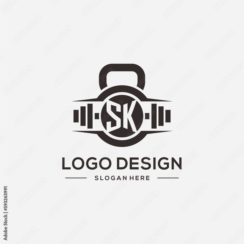 Initial SK fitness logo design inspiration Stock Vector | Adobe Stock