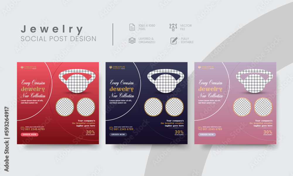 Deluxe jewelry social media post template for business marketing ads ...