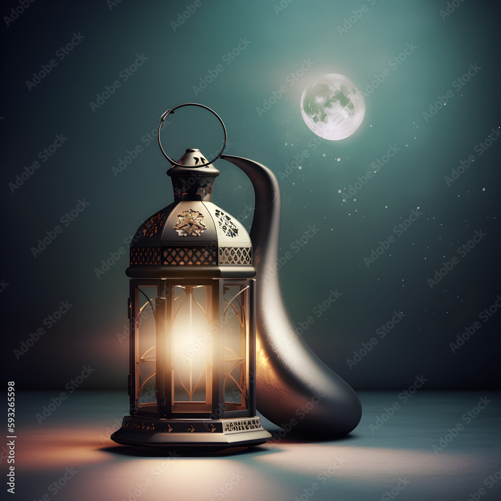 Colorful lanterns, Light lamps, Ramadan and Eid. Spirit of joy, hope ...