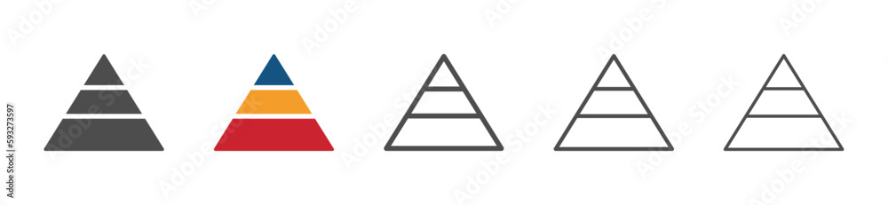 Blank vector three tier flat pyramid chart set Stock Vector | Adobe Stock