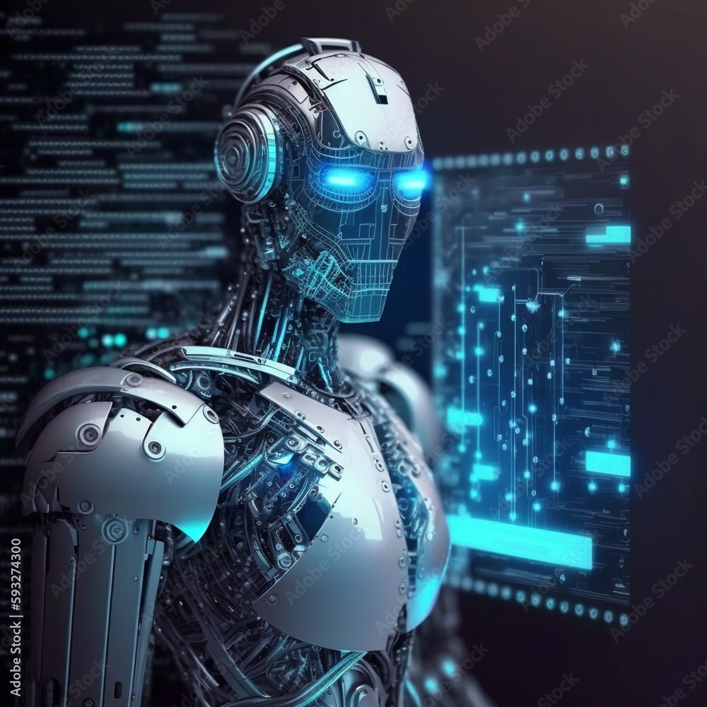 Ai Robot utilisant la technologie, l'IA robotique et les algorithmes ...