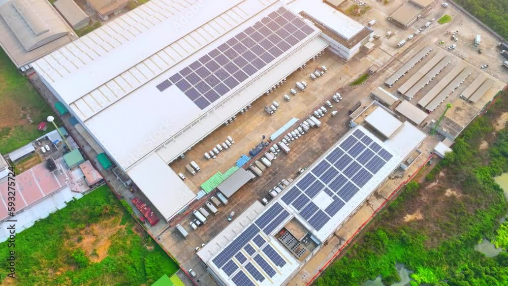 From an aerial view drone, a distribution center appears as a complex ...