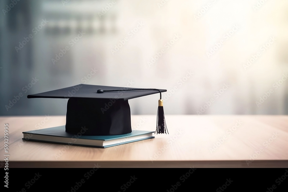 Blurred Background with Education and Graduation Concept. Library ...