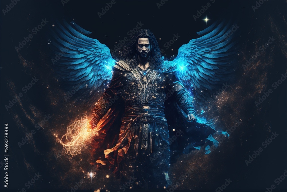 Realistic fantasy character of angelic battlemage with awe-inspiring ...