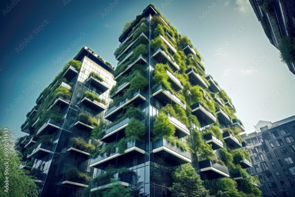 Green buildings concept. Eco-friendly green apartment or office ...