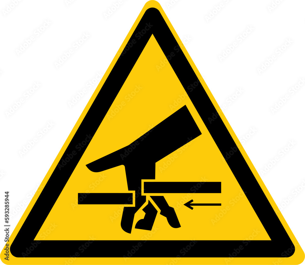 Warning Hazard Caution ISO Signs Icon Symbol Pictogram Finger shear ...