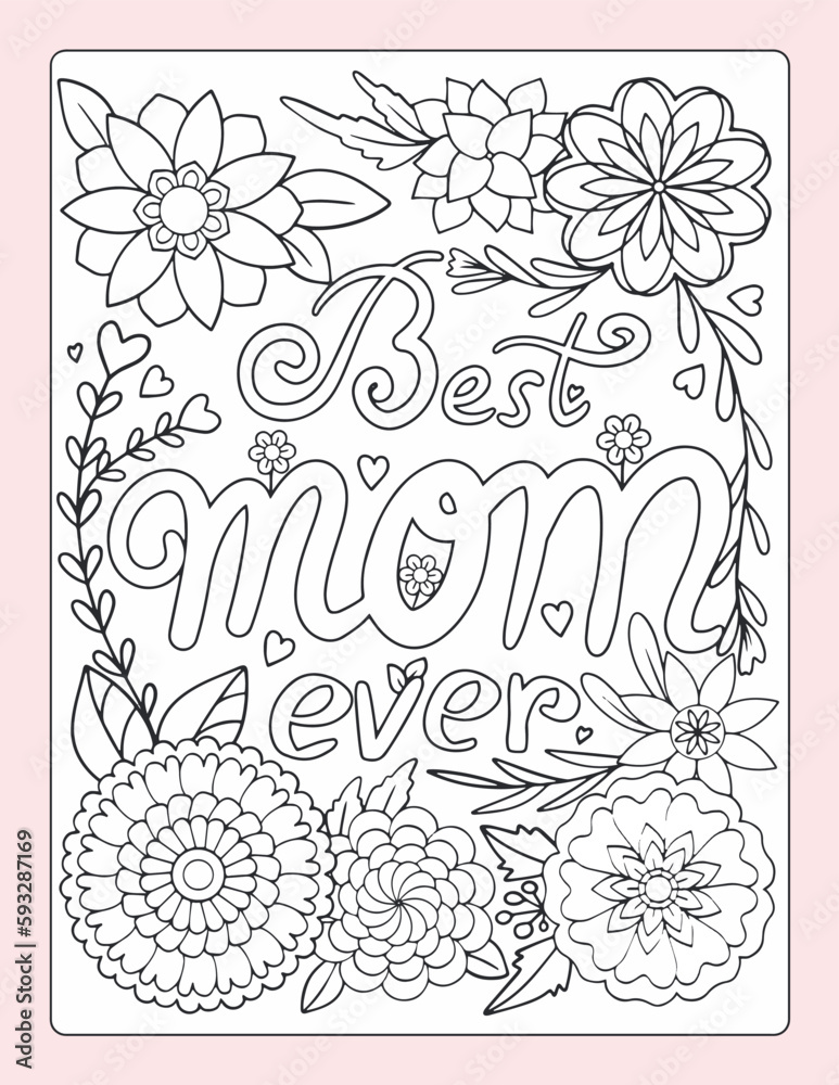 Mothers Day Coloring Page, Happy Mothers Day, Greeting Card Vector ...