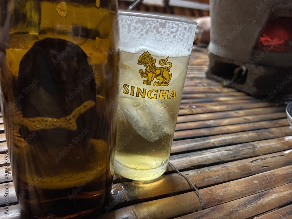 Buriram Thailand, 6 April 2023, Singha beer alcohol can special edition ...