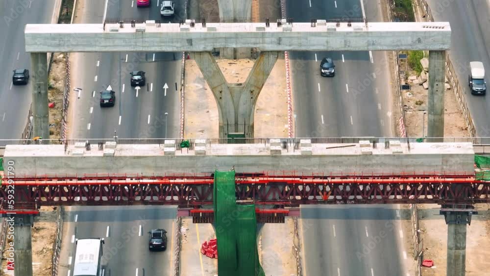 Elevated road construction site, This infrastructure project is vital ...