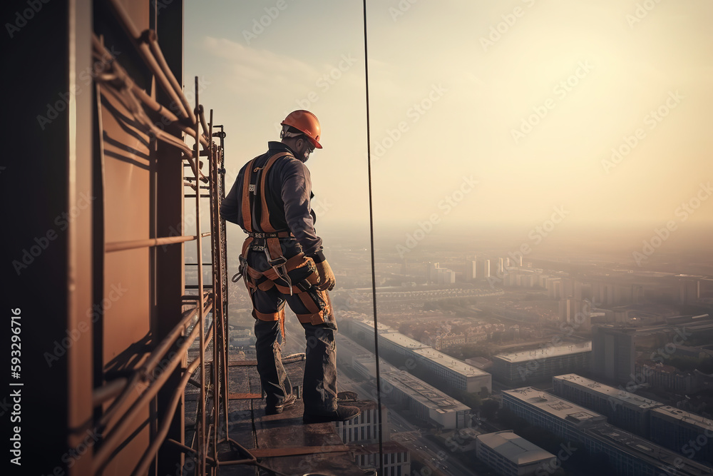 construction engineer worker at heights,architecture sci-fi ...