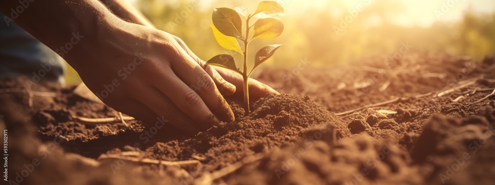planting a tree with bare hands Stock Illustration | Adobe Stock