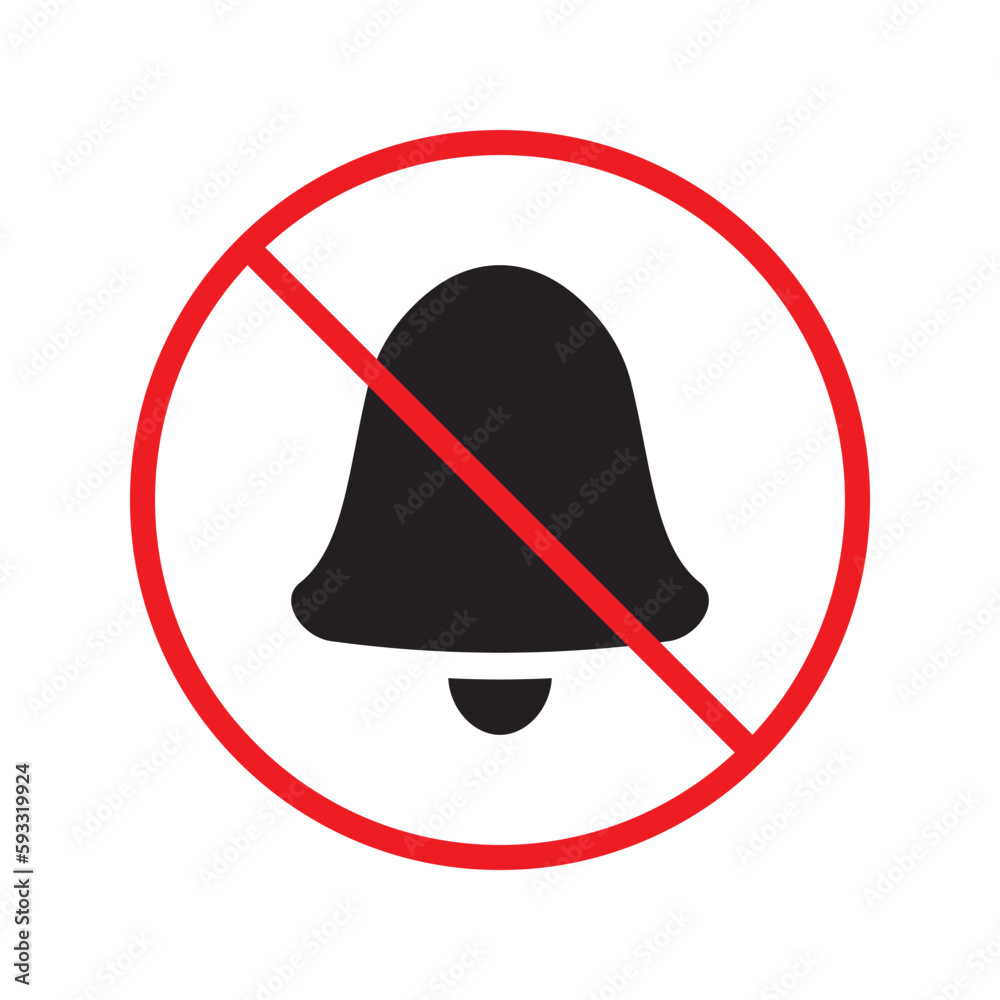 Forbidden loud sound vector icon. No noise flat sign design. Prohibited ...