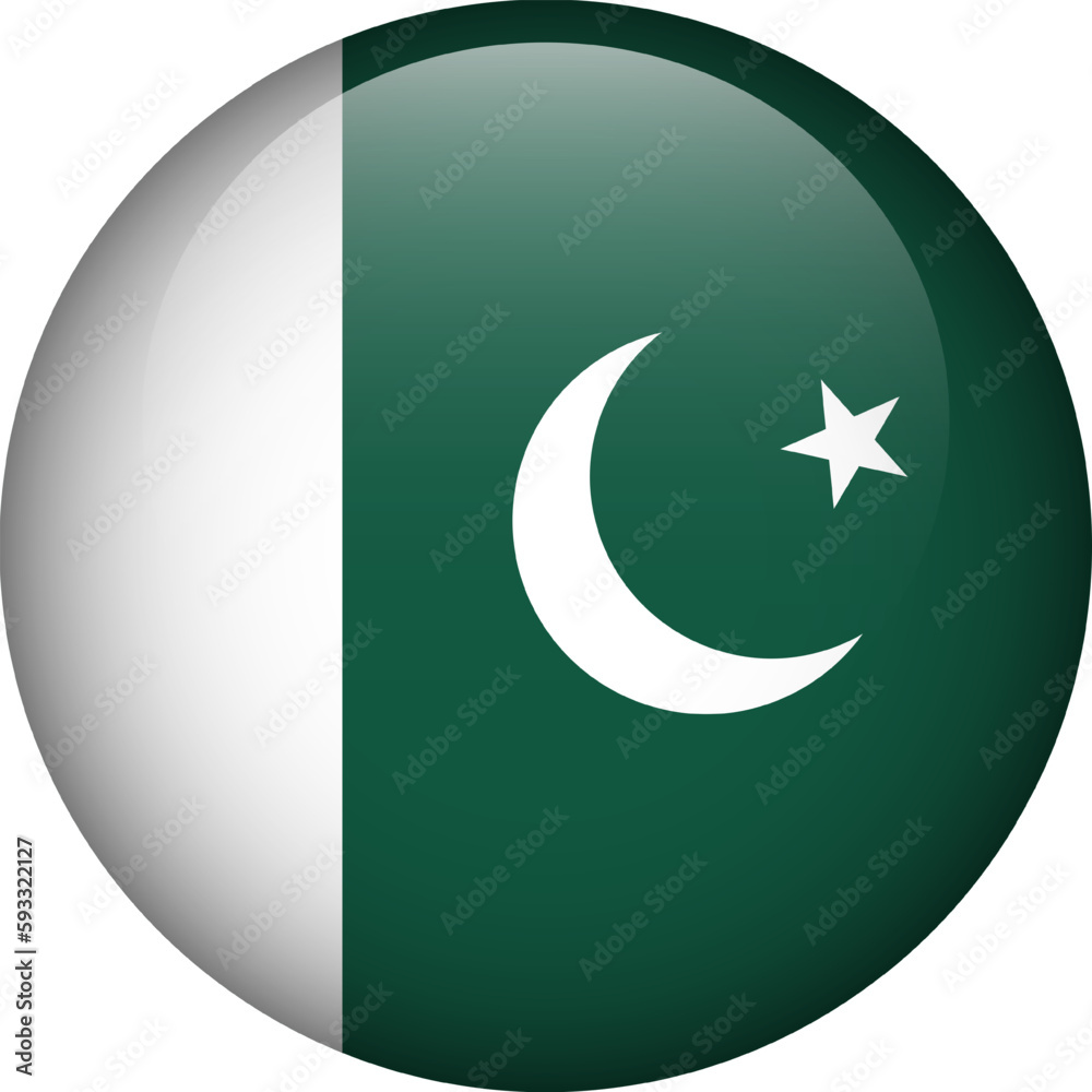 Pakistan flag button. Emblem of Pakistan. Vector flag, symbol. Colors ...