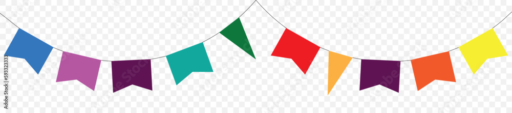 Decorative party pennants with different sizes and lengths, celebrate ...