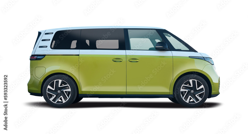 VW ID Buzz car side view isolated on white background, 13 April 2023 ...