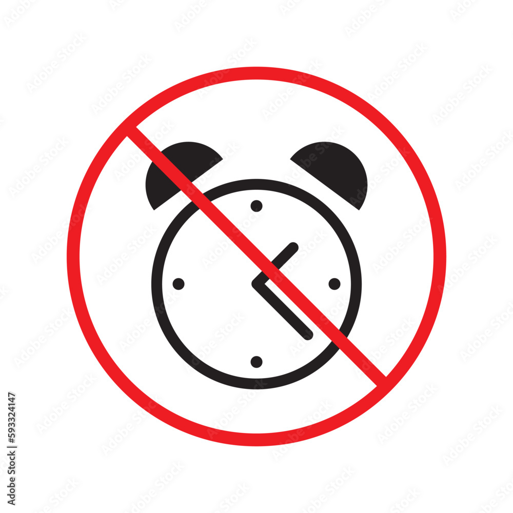 Vetor de Prohibited clock vector icon. No clock flat sign design ...
