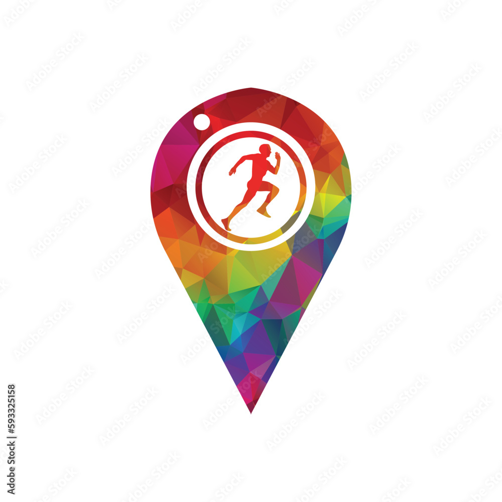 Running Man Map Marker Icon Logo Design Element. Vector Illustration ...