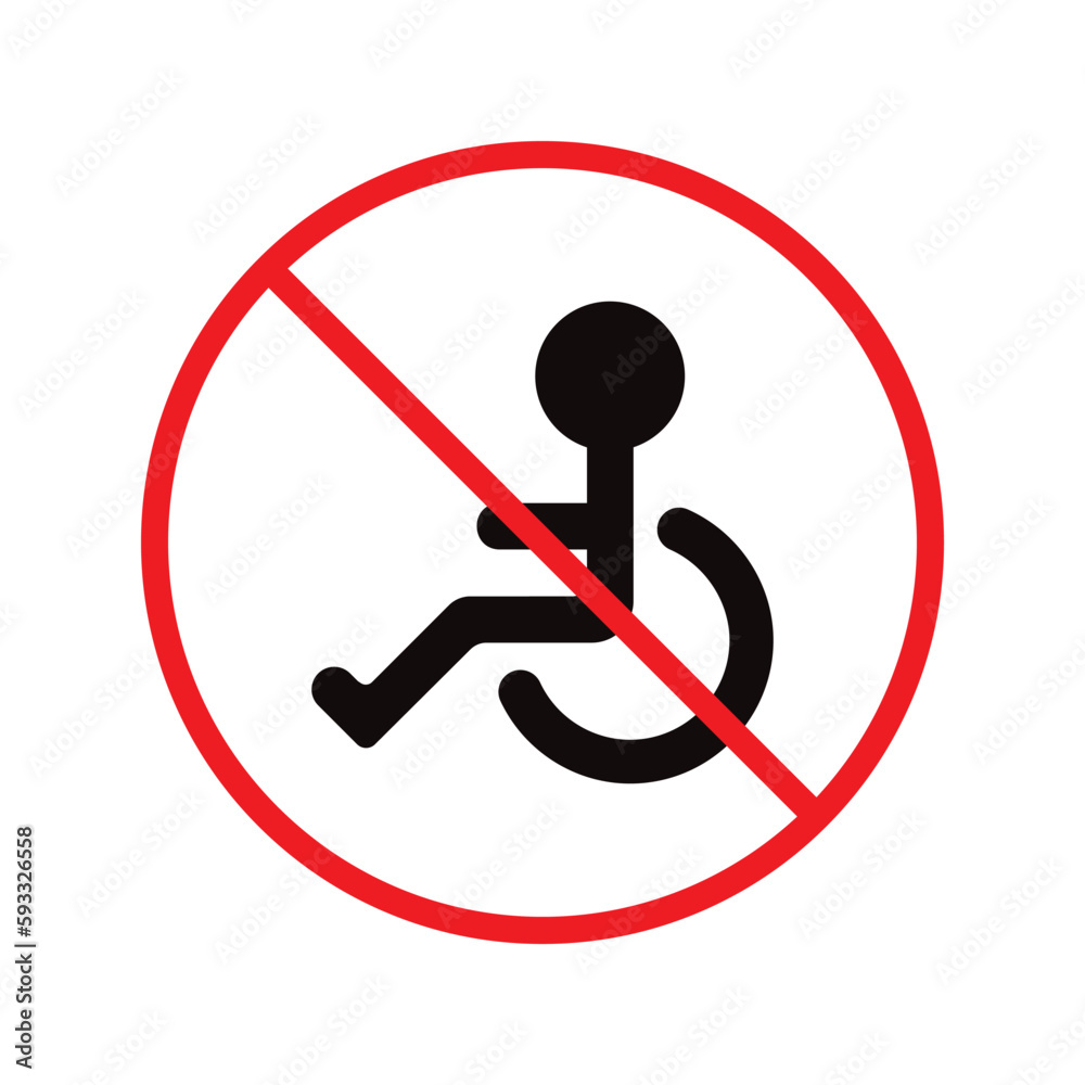 Forbidden disabled vector icon. Warning paralyzed flat sign design ...
