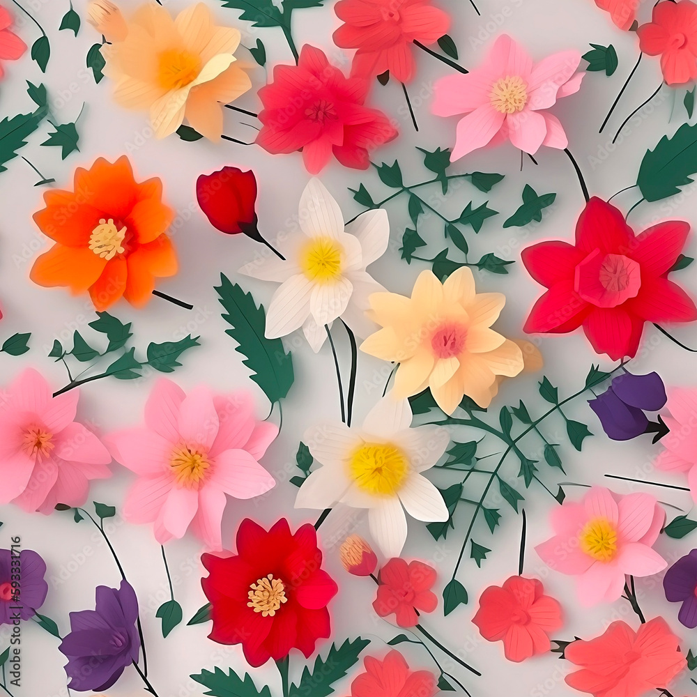 Seamless volumetric floral pattern. Flower background with appliqué ...