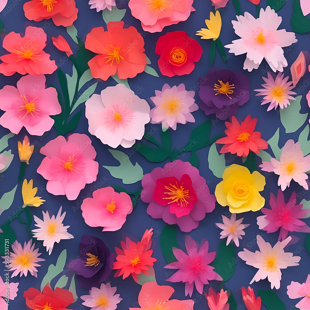 Seamless volumetric floral pattern. Flower background with appliqué ...