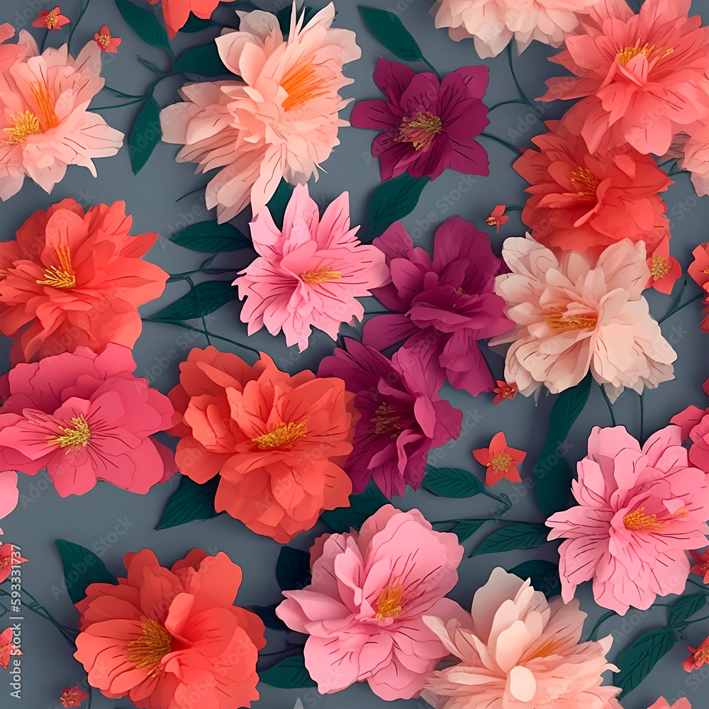 Seamless volumetric floral pattern. Flower background with appliqué ...