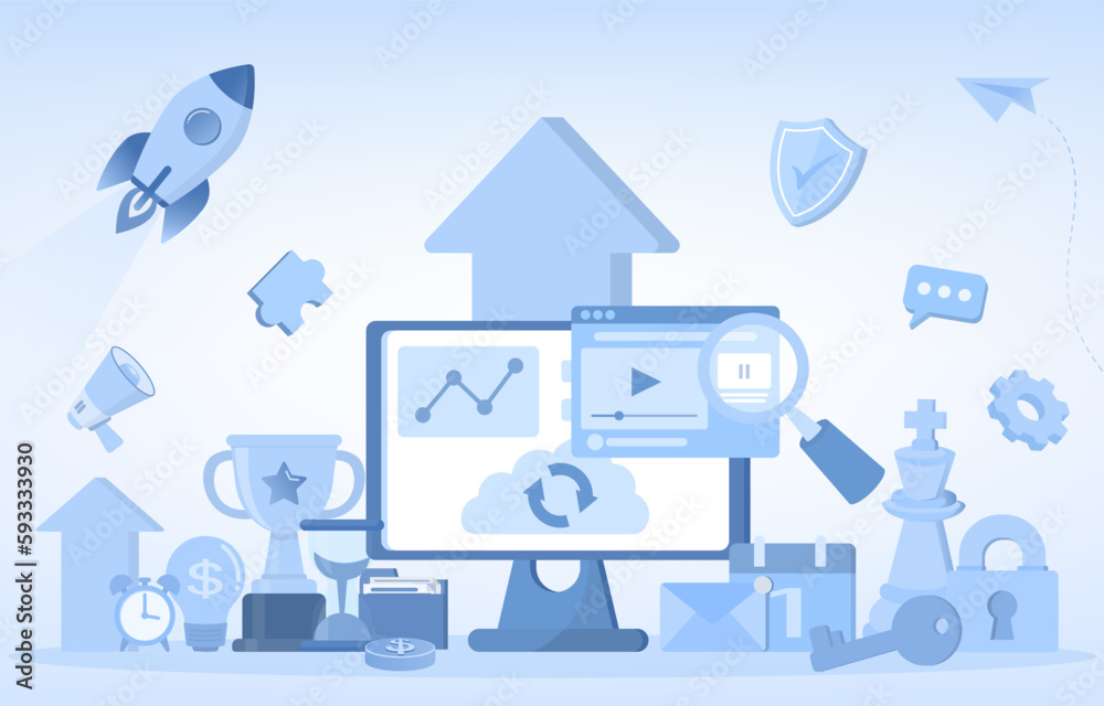 Stockvektorbilden Social media icon set. Strategic symbols, tactics and ...