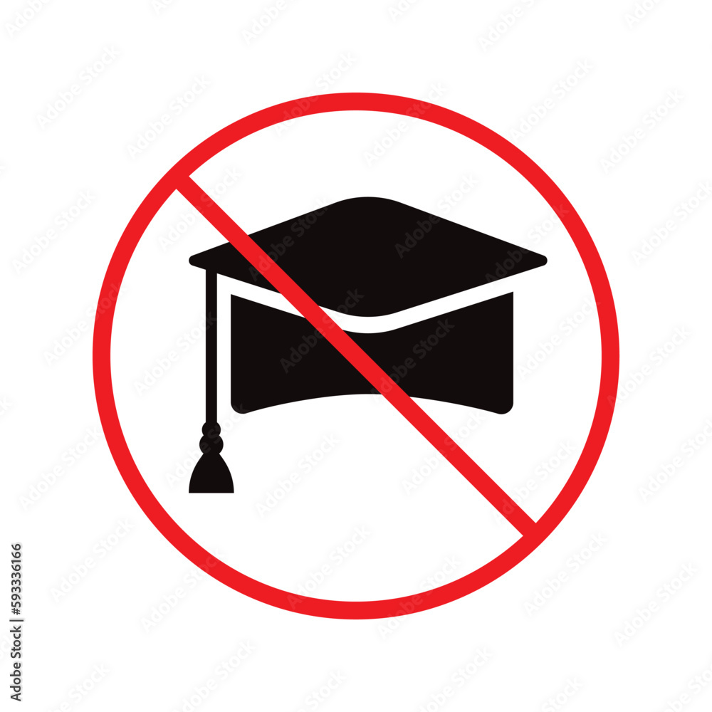 No graduation icon. Forbidden student icon. Prohibited education vector ...