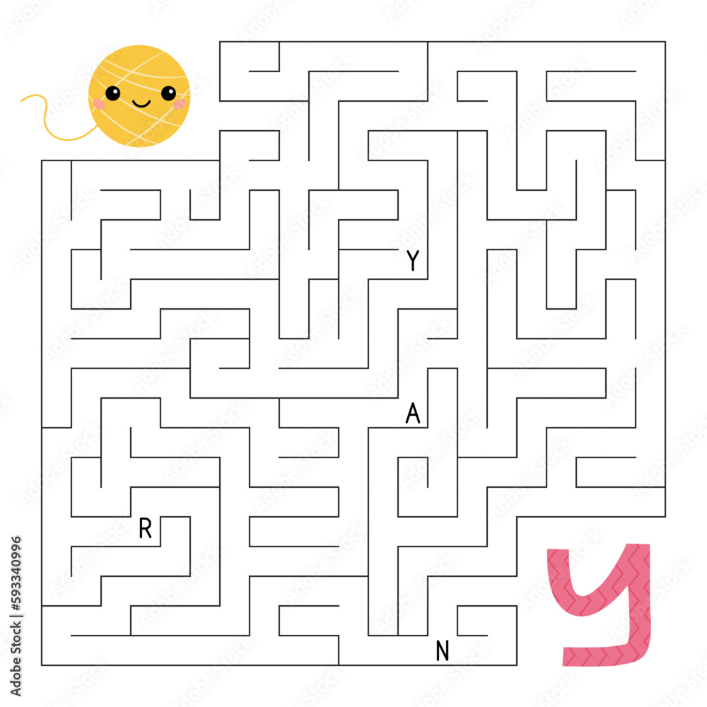 Learn letters. ABC maze game. Educational puzzle for kids. Help kawaii ...