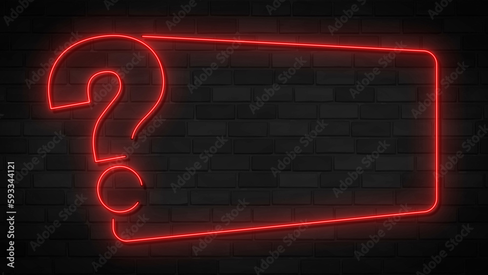 Red neon quiz sign design template. Quiz neon frame, light banner ...