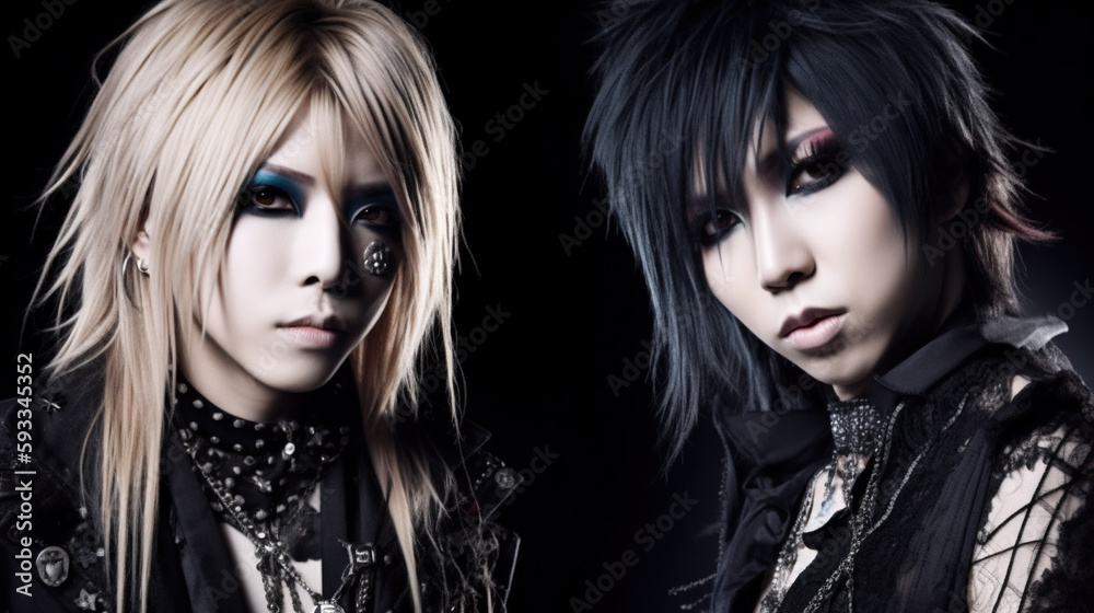 Portrait of visual kei artist rocker on stage, AI generative image ...