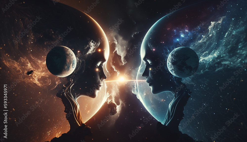 AI Generated Two entities communicating between the astral planes of ...