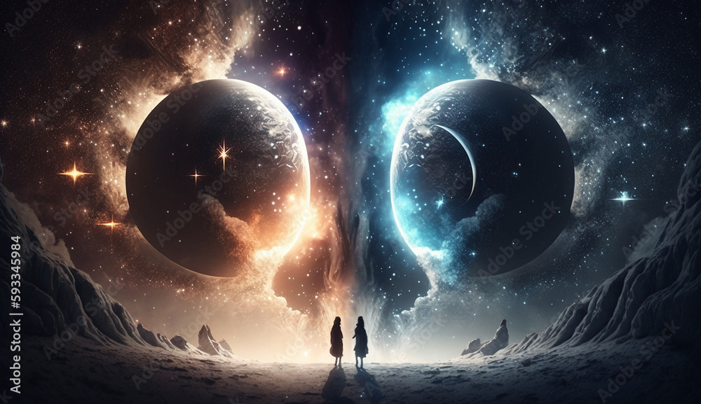 AI Generated Two entities communicating between the astral planes of ...