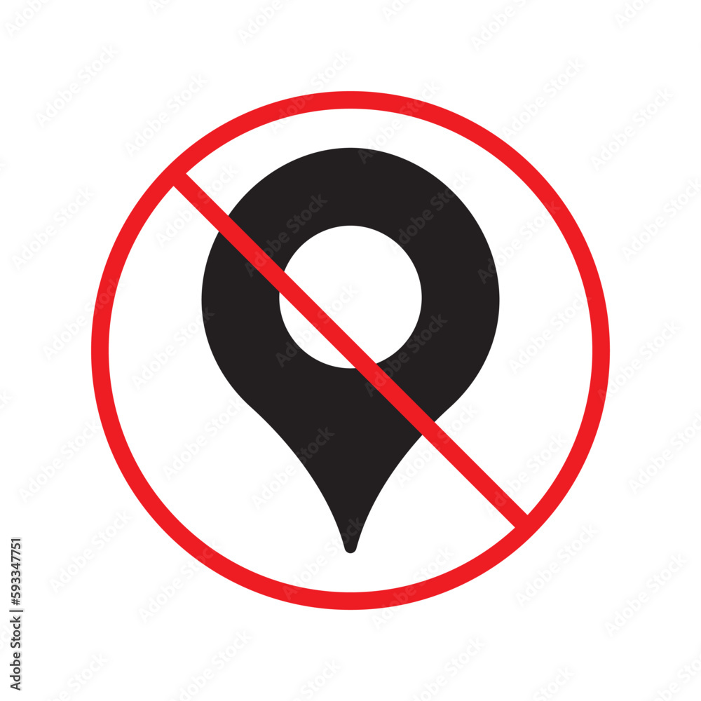 No location icon. Forbidden geolocation icon. No navigation vector ...