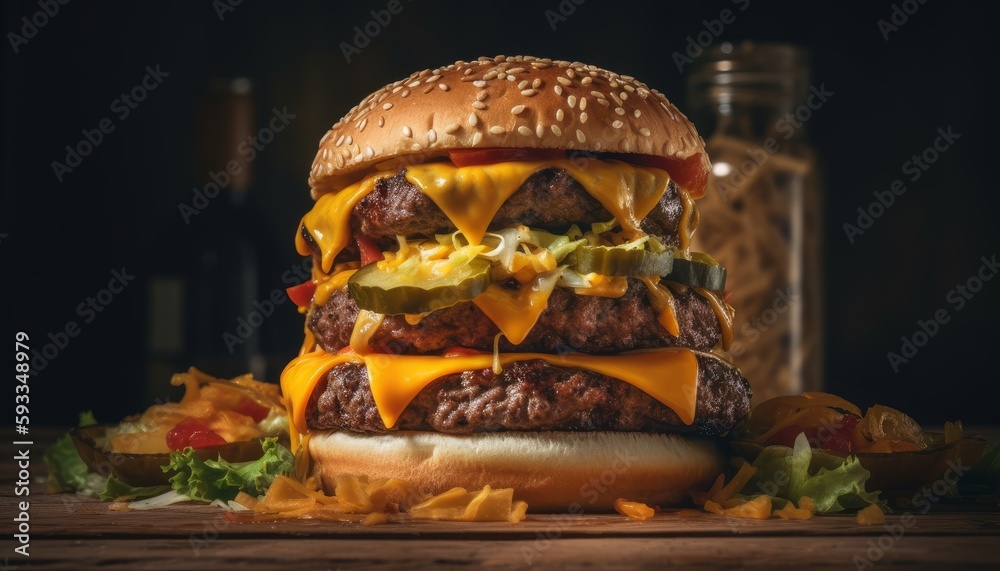 Triple patty cheese burger photography for a commercial ai, ai ...
