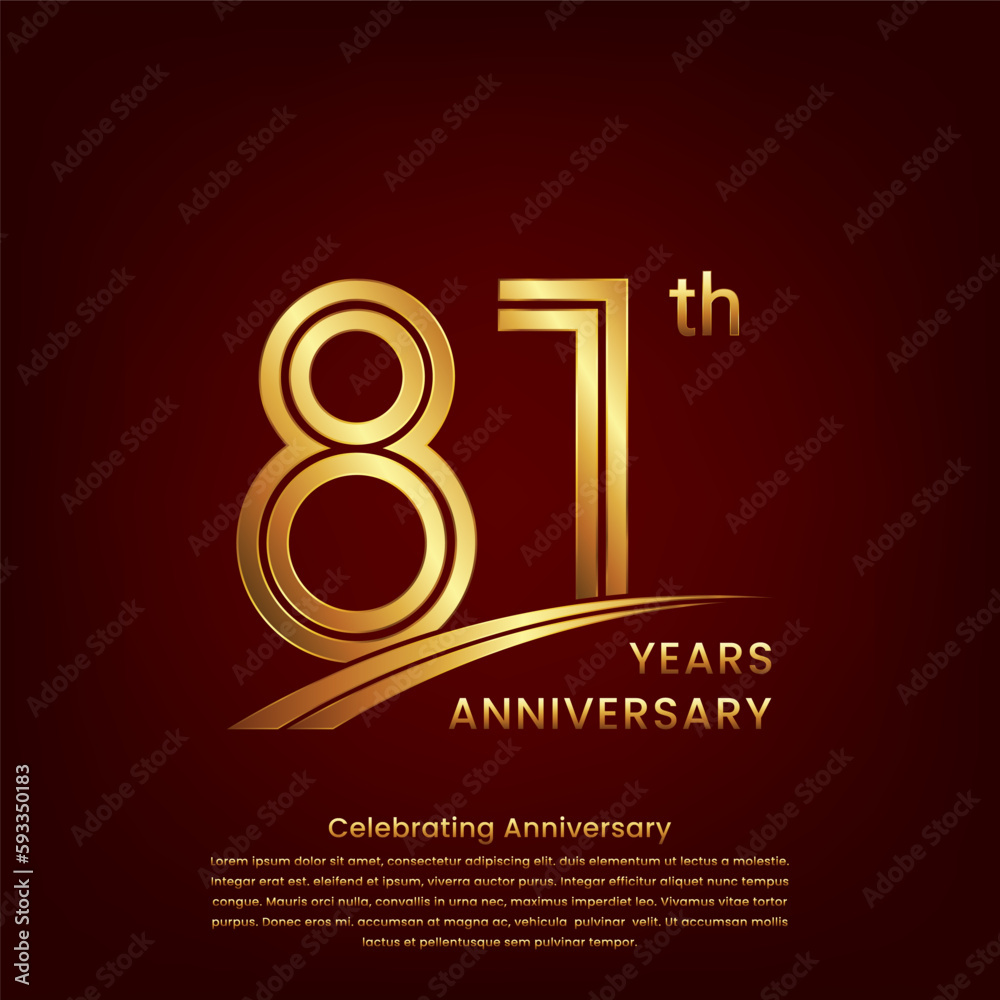 81th Anniversary Logo With Double Line Concept Design Golden Number